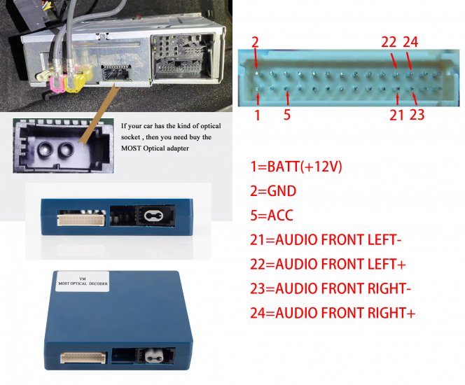 Fiber Optic MOST 150 Adapter for Audi/Mercedes/Porsche/VW/Volvo ...